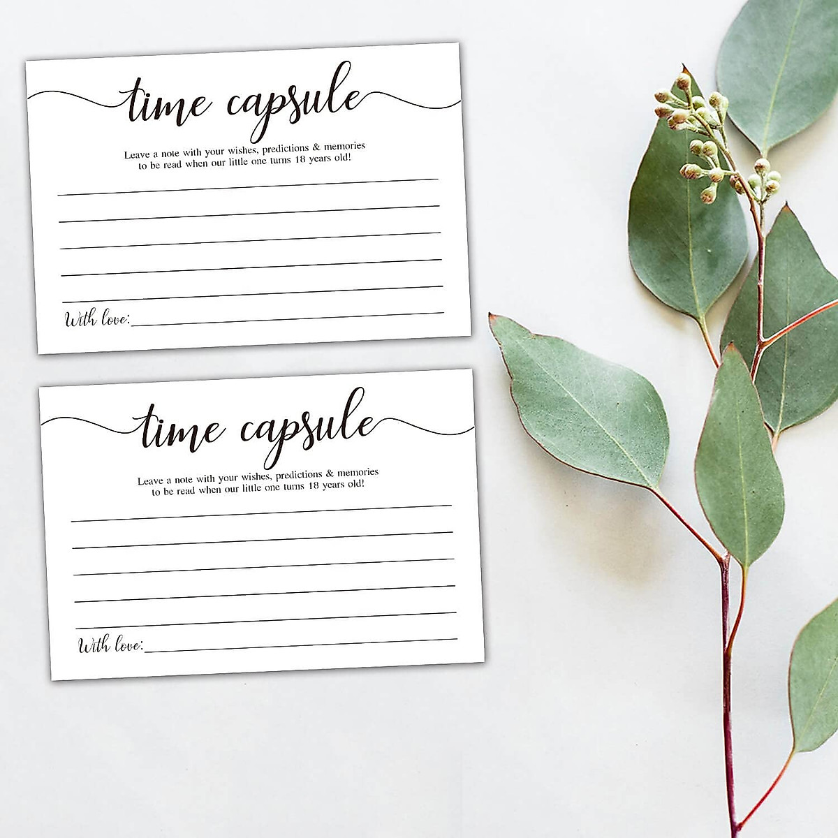 KRUCVOJO 50 Time Capsule Cards for 1st Birthday or Baby Shower Game Activity,Advice and Wishes Cards,and Anniversary Card for Baby Shower Party Supplies.