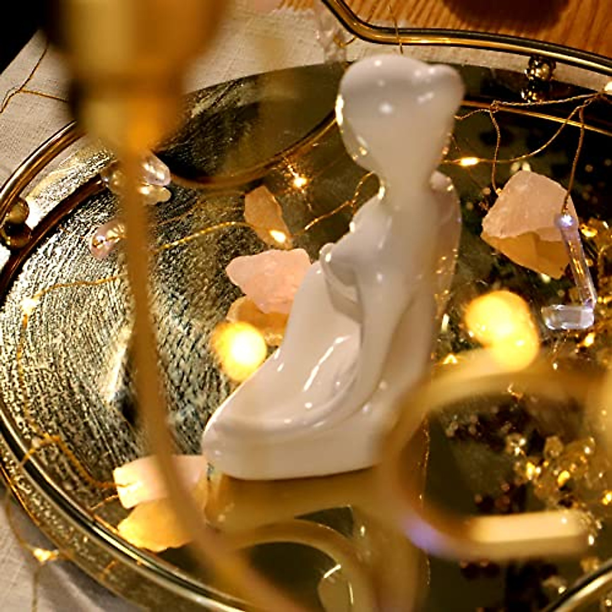 MIYA LIFE Natural Rose Crystal AMD Transparent Quartz Battery Powered Decorative String Lights 6.5FT 40 LEDs with Remote/Timer for Anniversary, Bedroom, Patio, Garden, Gate, Yard, Parties, Wedding