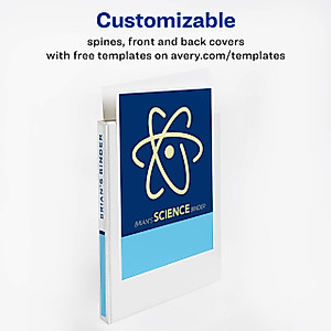 Avery Durable View 3 Ring Binder, 1/2 Inch Slant Rings, 1 White Binder (17002)