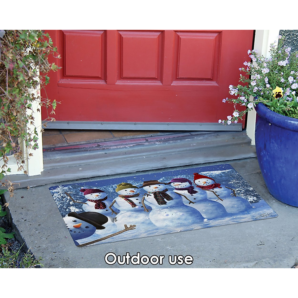 Toland Home Garden 800302 Snowman Photobomb Winter Door Mat 18x30 Inch Outdoor Doormat for Entryway Indoor Entrance