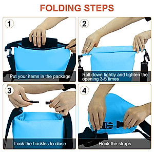 AIKSENT Dry Bag 20L waterproof bag with cellphone bag to Keep Gears dry for Kayaking, beach rafting, boating, hiking, Camping (Blue)