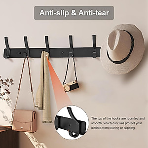 Infixtree Coat Hooks Wall Mount, All Metal Wall Hooks for Hanging Coats, Wall Hat Rack with 6 Double Hooks, Entryway Hooks for Hanging Coats, Backpacks, Hats, Keys and More