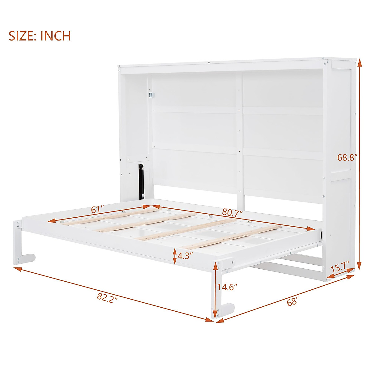 YSWH Queen Size Murphy Bed Chest Wall Bed, Wood Murphy Bed Wall Bed Frame, Mobile Versatile Cabinet Bed Folding Bed for Bedroom Furniture, Foldable Platform Bed Folded into Cabinet (White)