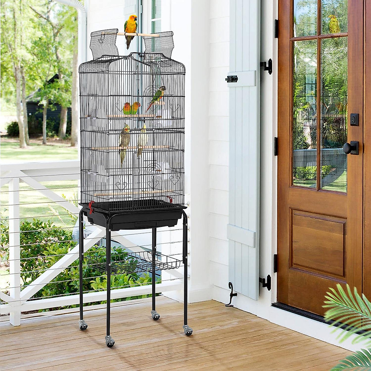 Yaheetech 64-inch Play Open Top Medium Small Bird Cage with Detachable Rolling Stand for Parrot Lovebirds Finches Canaries Parakeets Cockatiels Budgie Parrotlet Conures