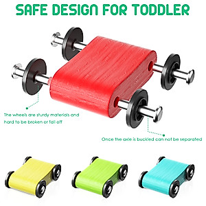 Wooden Race Track for Toddlers, 3 in 1 Wooden Car Ramp with 4 Mini Racer Cars and 8 Turnable Gears. Educational Montessori Toys for 2 3 4 5 Year Old Boys Girls