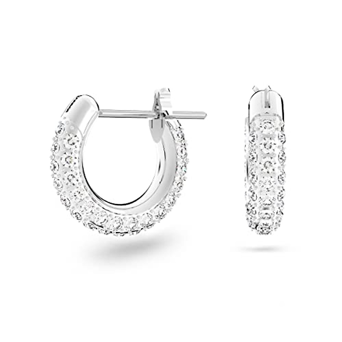 Swarovski Dextera Mini Hoop Women's Earrings, Clear Swarovski Crystals on a Rhodium Finished Setting with Lever Back Closure