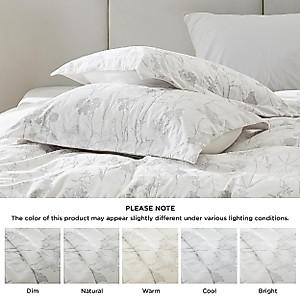 Bedsure Flannel Velvet Duvet Cover King Size, Ultra Soft Breathable Fluffy Fleece Comforter Cover Set, All Season Cozy Floral Duvet Cover with Zipper Closure, 3 Pieces Set, Cream White