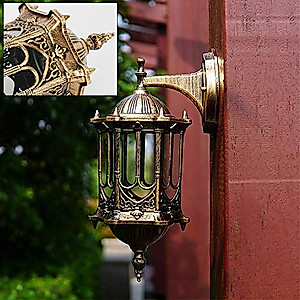 CNCEST Retro Exterior Wall Outdoor Lamp Aluminum & Glass Classic Cage Outdoor Light Fixtures Wall Mount,E27 Base Socket,Waterproof Matte Outdoor Light Fixture for Porch,Garden,Balcony