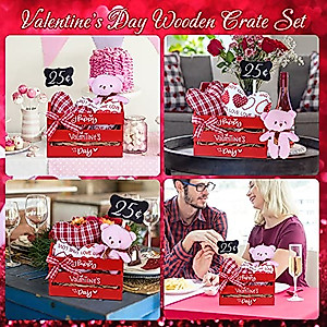 Valentines Day Decor Valentine Centerpiece Mini Wooden Crate Valentines Day Decoration, Valentine Gifts for Her Valentine's Day Farmhouse Decorations Tiered Tray Decor Mantel Shelf Decor