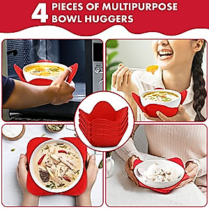 Microwave Bowl Huggers Warmers for Food Microfiber Heat Resistant Food Warmer Set Microwave Safe Handle Hot and Cold Bowls Holder Without Burning Your Hands Set of 4 Microwave Bowl Huggers