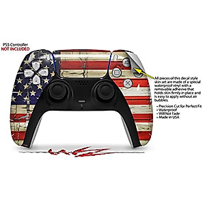WraptorSkinz Skin Wrap compatible with Sony PS5 DualSense Controller Painted Faded and Cracked USA American Flag (CONTROLLER NOT INCLUDED)
