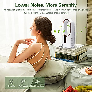 CONBOLA Desk Fan, 11.8 Inch Quiet Bladeless Fan USB Desktop Rechargeable Fan, Small Portable Table Fan with 3 Cooling Speeds, Touch Control Personal Fan for Bedroom, Office, Home, Outdoor (White)