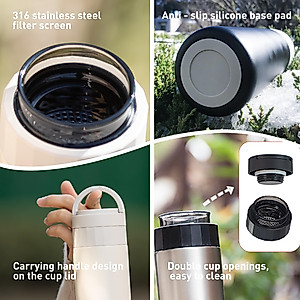 QINGHOU 12.8 Ounce Stainless steel cold cup,Insulated tumbler with lid,Cup holder compatible for travel,sports water bottle jug,Vacuum insulated tumbler thermos Cup (Black)