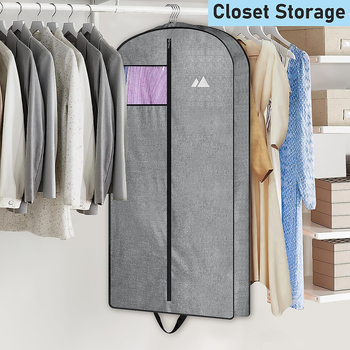 MISSLO 43" Heavy Duty Hanging Garment Bags for Travel Suit Bag for Men Waterproof Oxford Fabric Suit Cover for Traveling Monogrammed Closet Clothes Storage