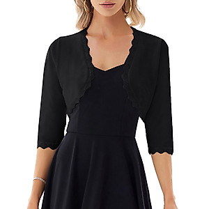 Women Open Front Cardigan Irregular Hemline Bolero Shrug Sweater Black XL