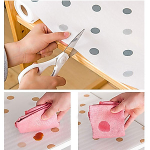 Decorative Cute Polka Dots Non-Adhesive Shelf Liner for Refrigerator Drawer Kitchen Cabinets Pantry Cupboard Closet, 11.8X196 Inches