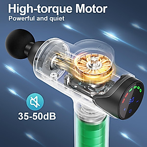 Muscle Massage Gun, Quiet Deep Tissue Percussion Back Neck Head Hammer Massager for Athletes, 30 Speed Level, LCD Touch Screen with 6 Heads, Hand Held Massager (Carbon)…