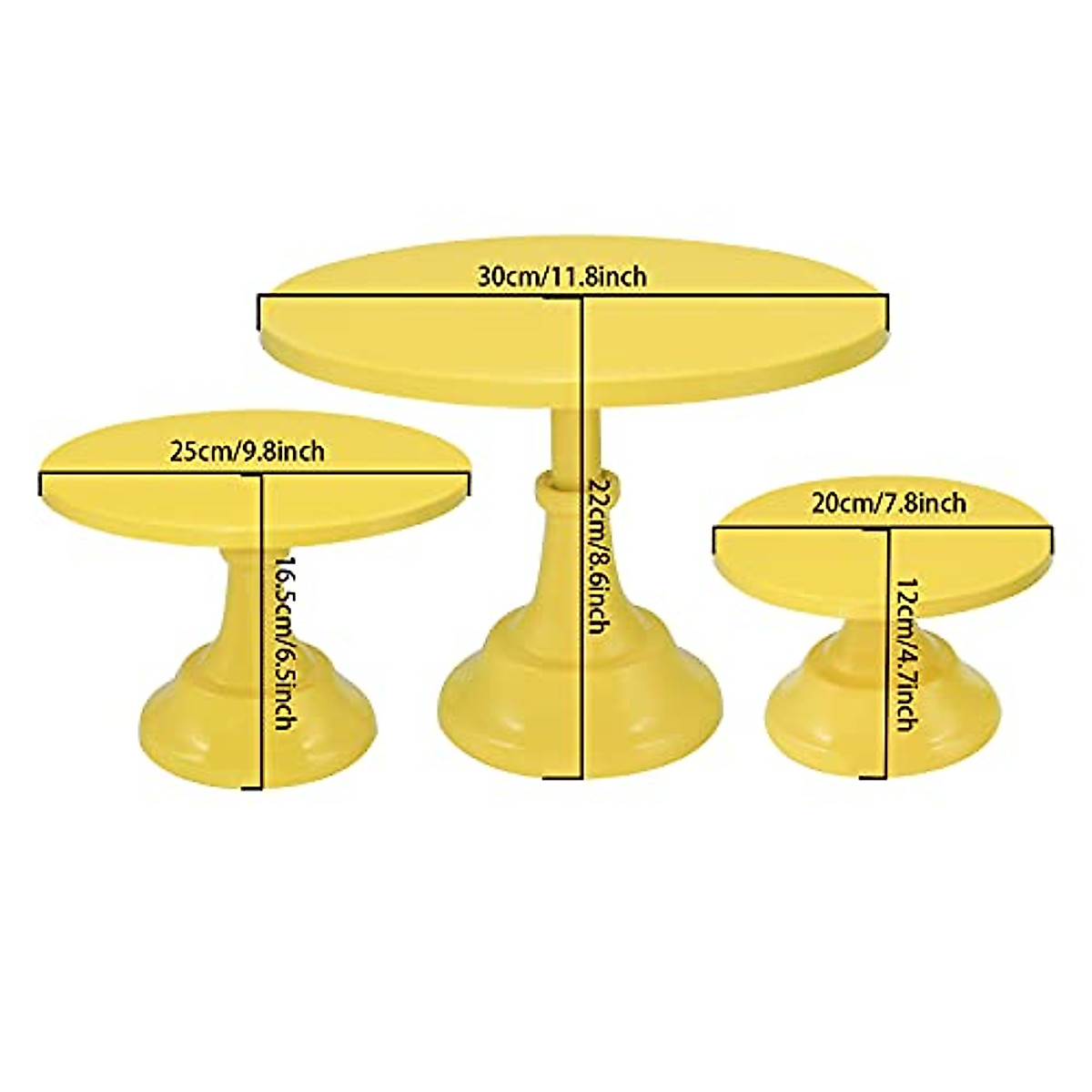 3-Set Cake Stand Set, Metal Cupcake Dessert Holder Party Serving Tray for Baby Shower Wedding Birthday Parties Celebration,Yellow