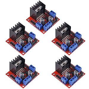 ALMOCN 5PCS L298N Motor Drive Controller Board Stepper Motor Control DC Dual H-Bridge Module for Arduino Smart Car MEGA R3 Mega2560