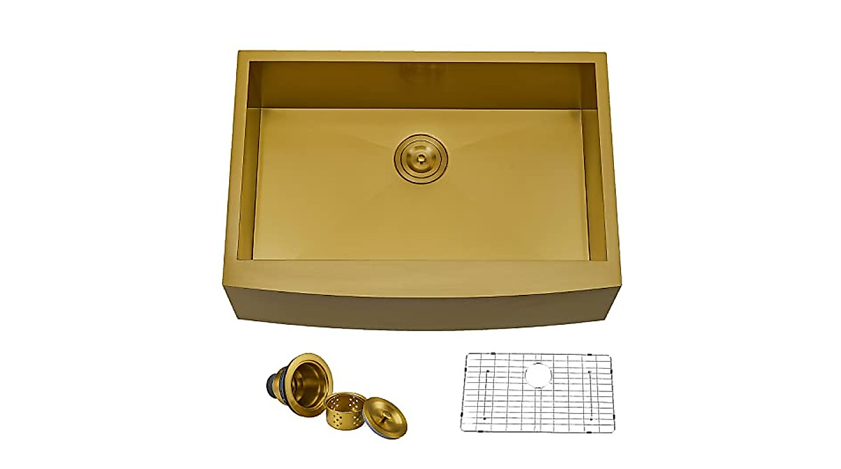 HOTIS Gold Farmhouse Sink - 30" Stylish Kitchen Upgrade