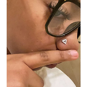 MODRSA Nose Studs 20g Nose Stud L Shaped Diamond Nose Rings Stud for Women Surgical Steel Nose Rings Nose Screw Nose Piercing Stud Flower Heart Nostril Jewelry Silver