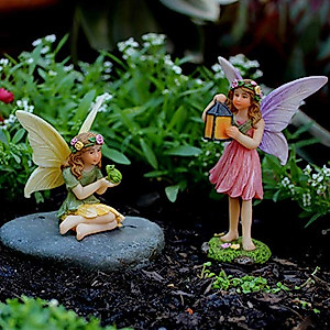 PRETMANNS Fairies for Fairy Garden – Fairy Garden Accessories – Fairy Garden Fairies – Cute Fairy Garden Figurines and a Fairy Sign - Miniature Fairy Garden Accessories - 3 Piece Fairy Set