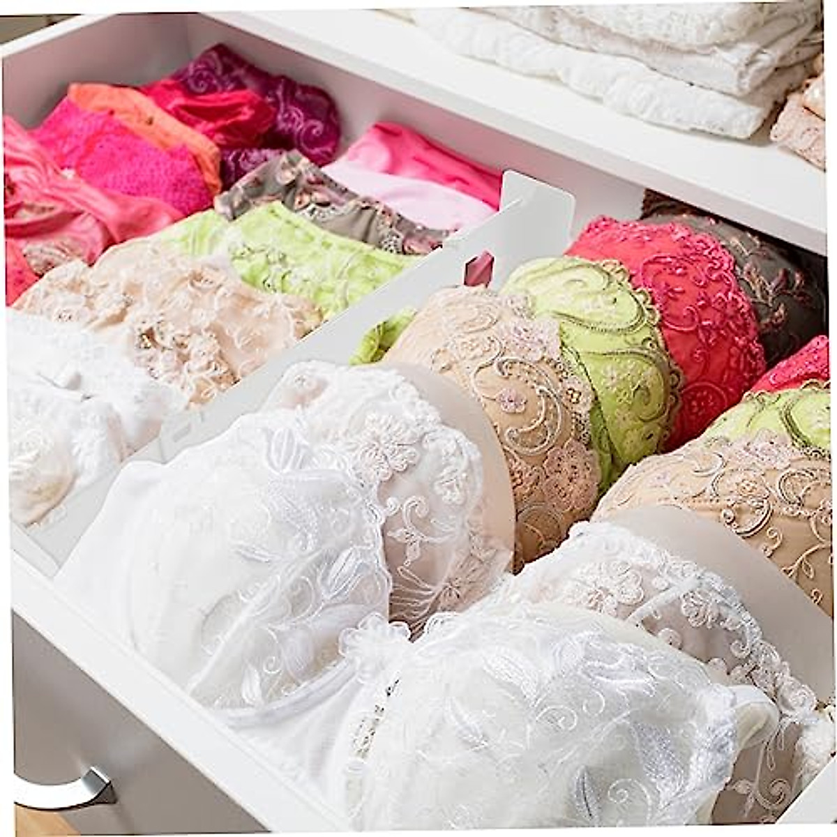 SOESFOUFU Drawer Divider Spring Tool Socks Organizer Cabinet Drawer Acrylic Shelf Divider Grid Divider Expandable Drawer Organizer Plastic Drawer Divider Drawer Partition White Cart Plastic