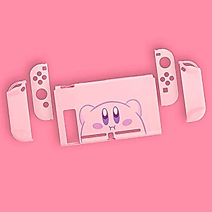 BelugaDesign Pink Puff Ball Case | Cute Kawaii Anime Pink Pastel Cover for Girls | Dockable Star Allies Forgotten Land | Compatible with Regular Nintendo Switch Standard [Video Game]