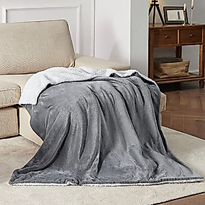 Bedsure Sherpa Fleece Throw Blanket for Couch - Thick Fuzzy Warm Soft Blankets and Throws for Sofa, 50x60 Inches, Grey and Navy