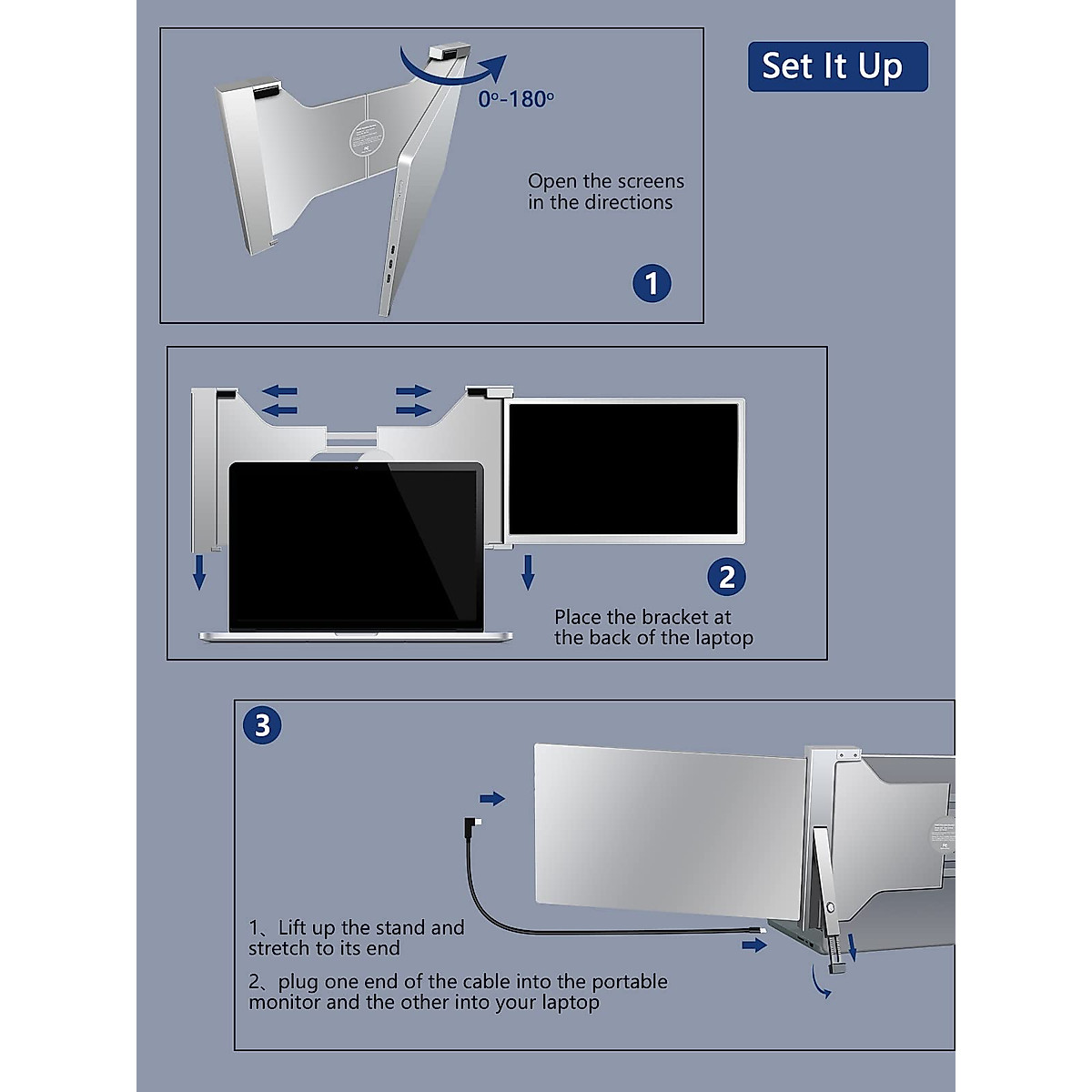 14” Dual Laptop Monitor Extender- FHD 1080P IPS Portable Screen Extender with USB-C & Mini HDMI Port, Plug & Play, Easy to Carry, Lightweight Side Screen for 14-17.3” Laptops, Switch, Xbox