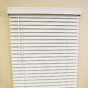 Lumino 2-inch Contemporary Faux Wood Cordless Room Darkening Blind for Windows - Starting at $19.97 - (Over 900 Custom Sizes) Window Blinds Cordless, White - 18" W x 36" H