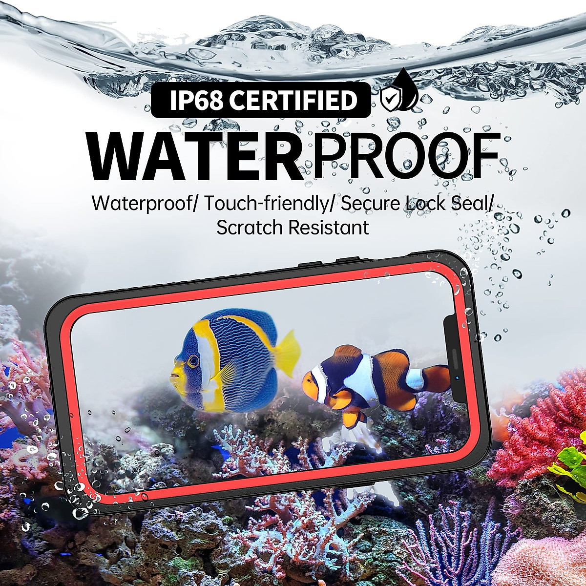 BEASTEK for iPhone 12 Pro Max Waterproof Case, FSN Series IP68 Magnetic Shockproof Case with Built-in Screen Protector and MagSafe Protective Cover, iPhone 12 Pro Max 6.7 inch (Red)