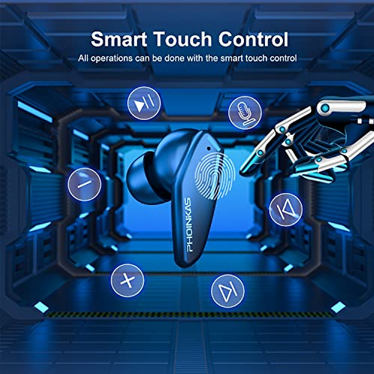 YOTMS Bluetooth Wireless Earbuds Q15 Wireless in-Ear Headphone with 50ms Low Latency, Stereo HiFi Sound, 40H Playtime, IPX4 Waterproof Built-in Mic for Working/Travel/Gym