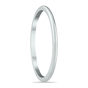 SZUL 1mm Thin Domed Wedding Band Available in 14K Yellow Gold, 14K White Gold, and 14K Rose Gold (White-gold, 5.0)