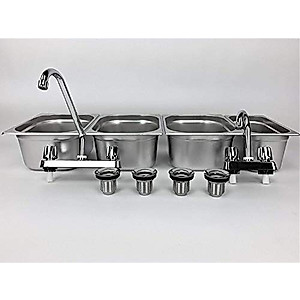 Concession Sink 3 Large + 1 Small Hand Washing- 4 Compartment Stand Food Trailer