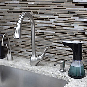 Home Basics Foaming 16 oz Compact Countertop Dispenser on 4 AA Batteries, Touchless, Splash-Proof, Automatic Liquid Soap Pump for Bathroom and Kitchen, Black