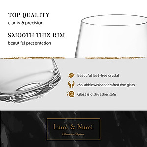 Lumi and Numi Set of 2 Whiskey Glasses – 12 Oz. Scotch & Bourbon Glass – Handblown Lead-Free Crystal for Entertaining and Gifting