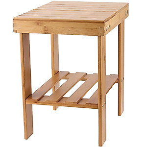 ZEONHAK 2 Pack 12.3 x 9.4 x 13.2 Inches Bamboo Step Stool, Bamboo Foot Stool, Bamboo Small Seat Stool for Garden, Living Room, Kitchen, Bathroom, Bedroom