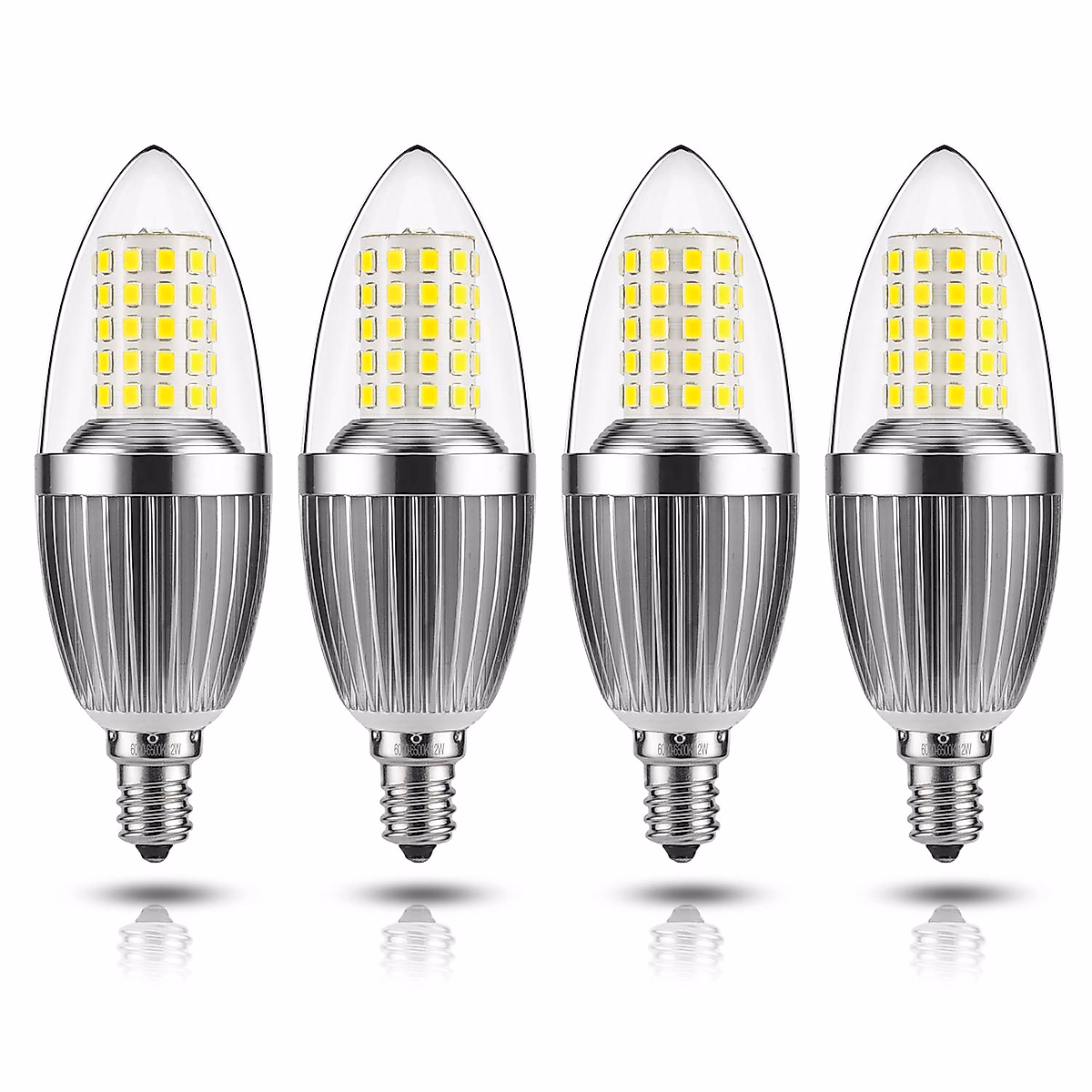 gezee LED Candelabra Bulb, Non-Dimmable, 100 Watt Equivalent, 12W LED Candle Bulbs, Daylight White 6000K, 120V, 1200Lumens, E12 Base, Chandelier Bulbs, Torpedo Shape(4-Pack)