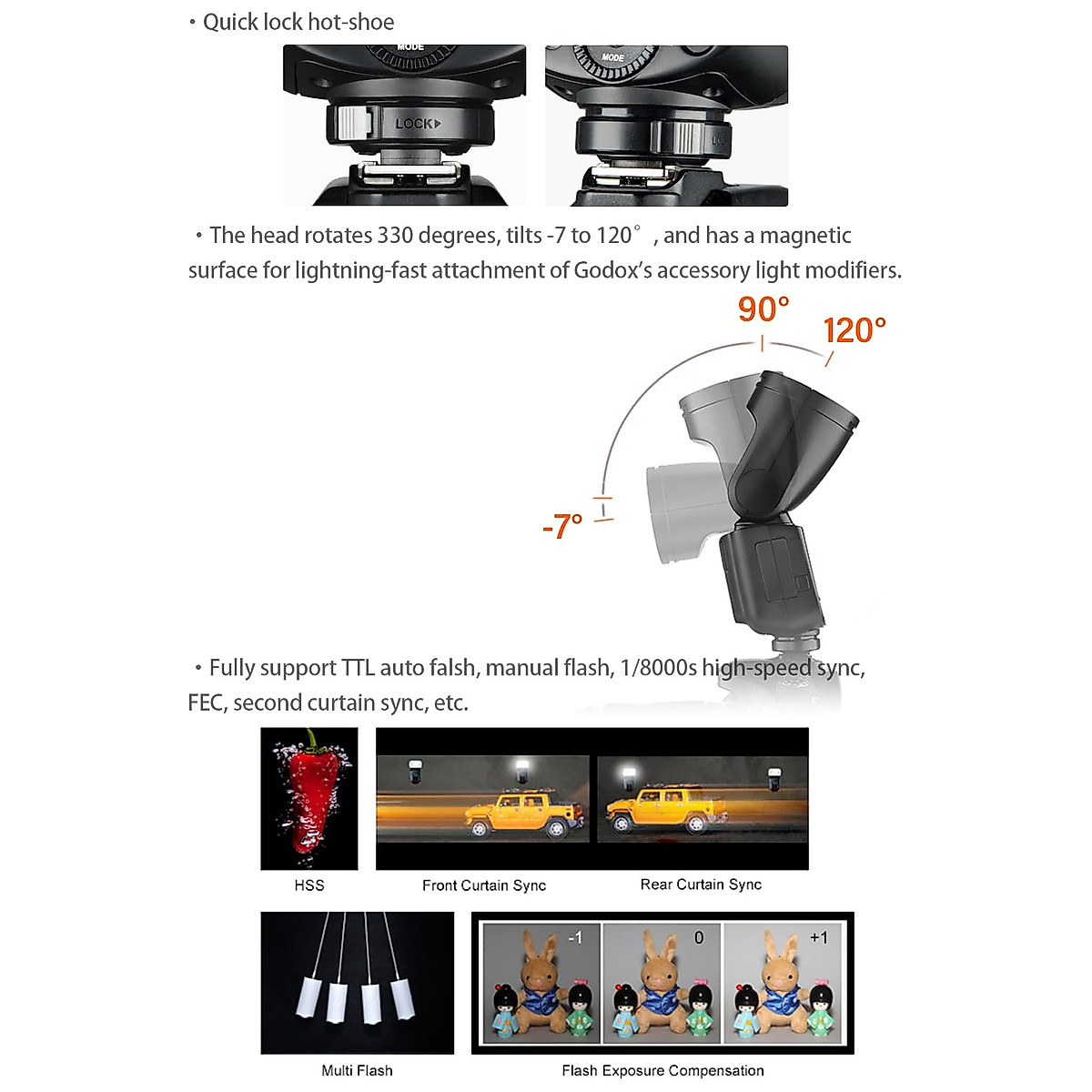 Godox V1-O TTL Flash Speedlite 76WS GN92 2.4G High-Speed Sync 1/8000s 2600mAh Li-ion Battery Round Head Camera Speedlight with Godox AK-R1 Accessories Kit Compatible for Olympus Panasonic Cameras