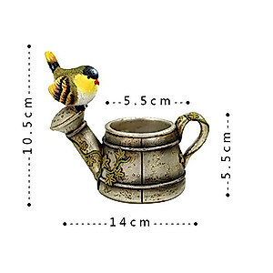 Messagee Creative Kawaii Bird Resin Flower Shower Pot Planter Garden Bonsai Succulent Plants Desk Flower Pot Brown
