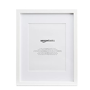 Amazon Basics Photo Picture Frame - 11" x 14" or 8" x 10" with mat, White - Pack of 2
