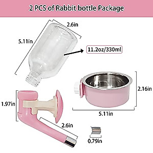 PINVNBY Rabbit Dog Water Bottle No Drip Hanging Chinchilla Water Dispenser Plastic Leak-Proof Bunny Waterer Suspended Small Pet Water Feeder for Ferret Hedgehog Squirrel Kitty Puppy (Pink)