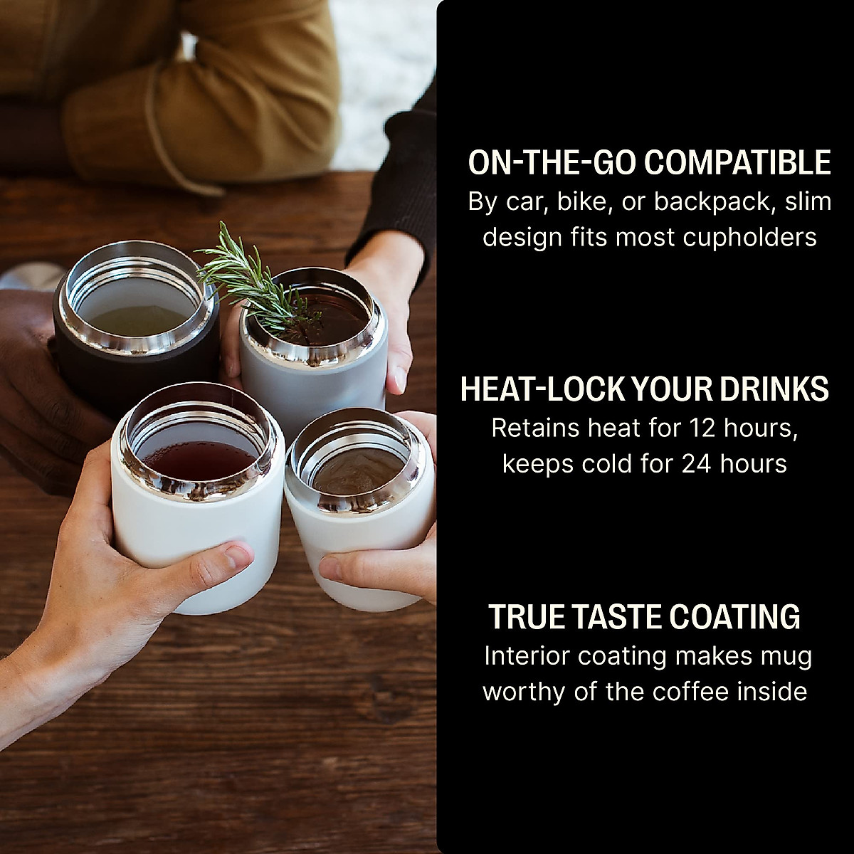 Fellow 8 oz Carter Move Travel Mug - Vacuum-Insulated Stainless Steel Travel Coffee Mug - Coffee Tumbler with Ceramic Interior and Splash Guard - Matte Black