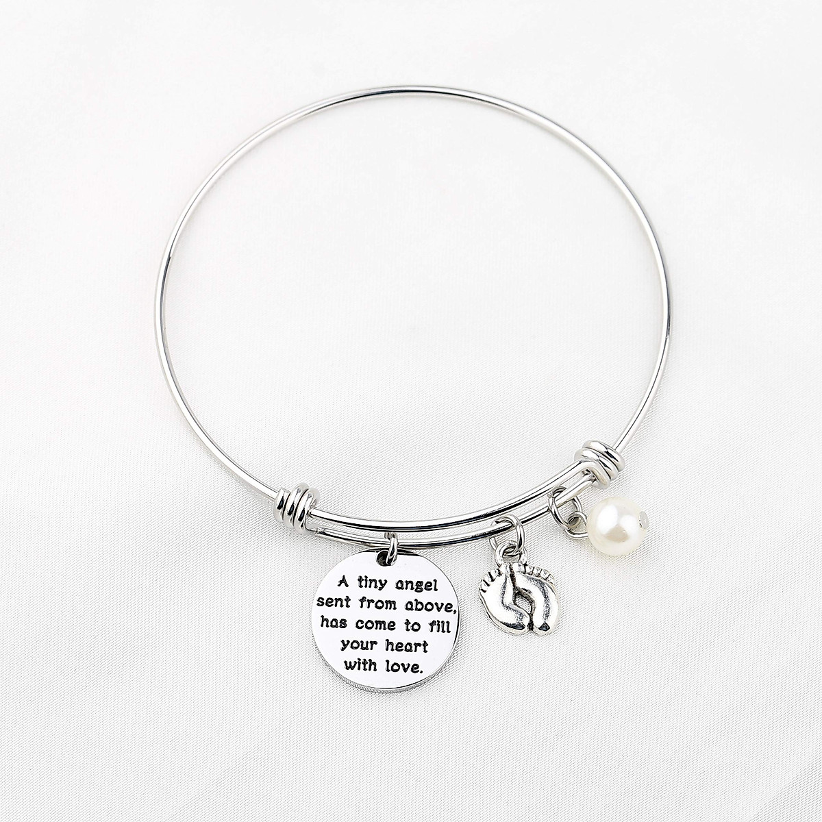 Gzrlyf New Mommy Bracelet New Mom Jewelry Pregnancy Gifts Mommy to Be Gifts A Tiny Angel Sent from Above has Come to Fill Your Heart with Love (Bracelet)