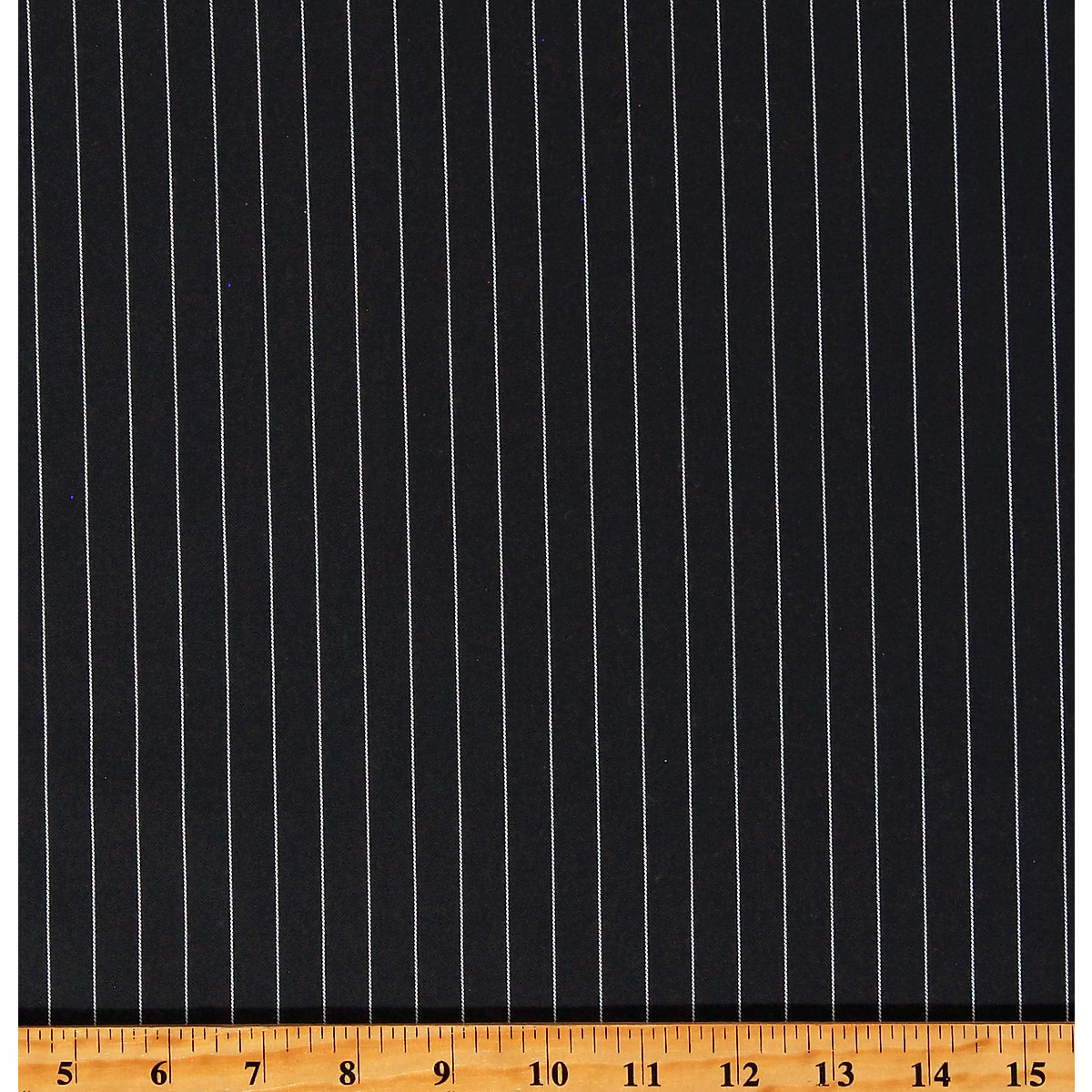 Pinstripe Black and White Suiting Pants Weight Polyester/Cotton Blend Fine Twill Weave Fabric by The Yard (FA14174)