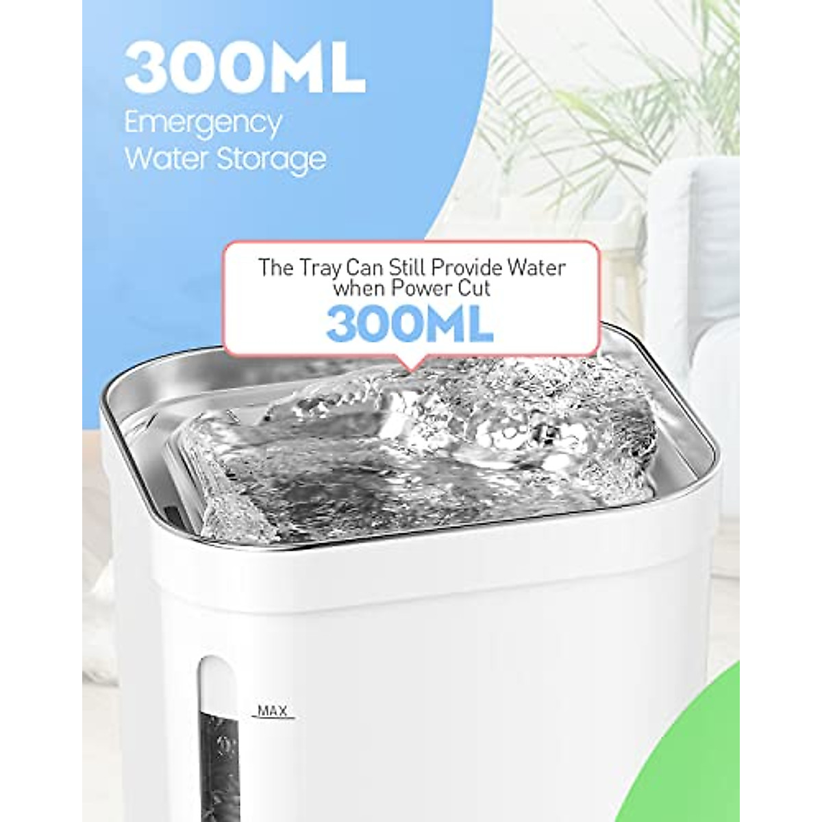 Petnimal Cat Water Fountain, 74oz/2.2L 304 Stainless Steel Cat Fountain Water Bowl with Water Level, Quiet Automatic Pet Water Fountain with Silicone Mat, Pet Fountain for Cats Dogs Multiple Pets