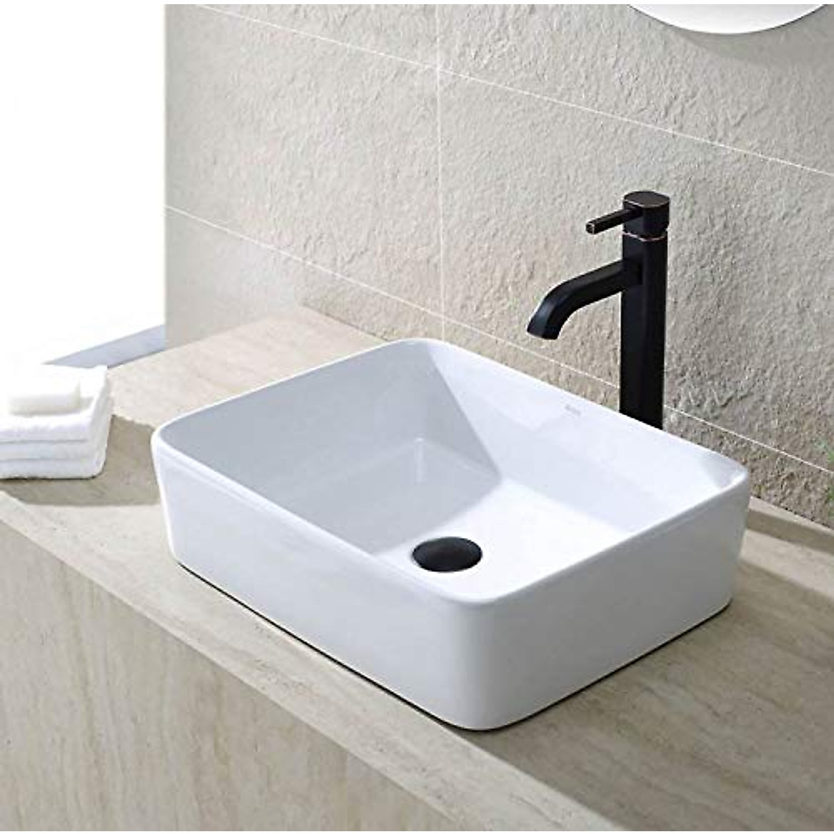 Kraus KCV-121 White Rectangular Ceramic Bathroom Sink White 19.25 Inch