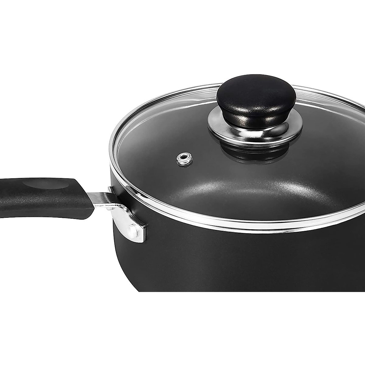 Utopia Kitchen 1 Quart & 2 Quart Nonstick Saucepans with Glass Lids & along with 8” 9” & 11” Nonstick Frying Pan - Induction Bottom - Multipurpose Use for Home Kitchen or Restaurant - Grey-Black
