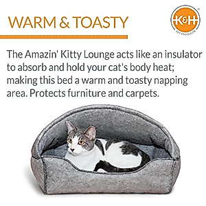 K&H Pet Products Amazin' Kitty Lounger Sleeper Hooded Gray 13 X 17 Inches